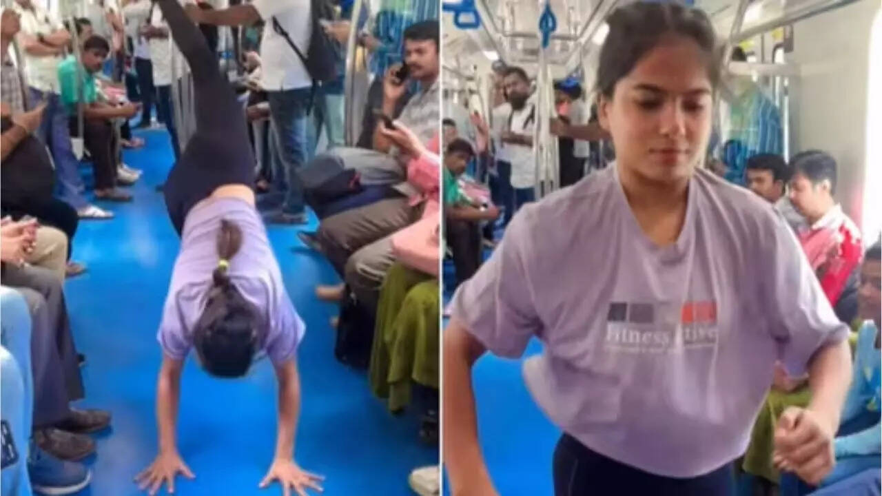 Viral Video: Woman Performs Somersault Inside Crowded Metro Coach. Watch | Times Now