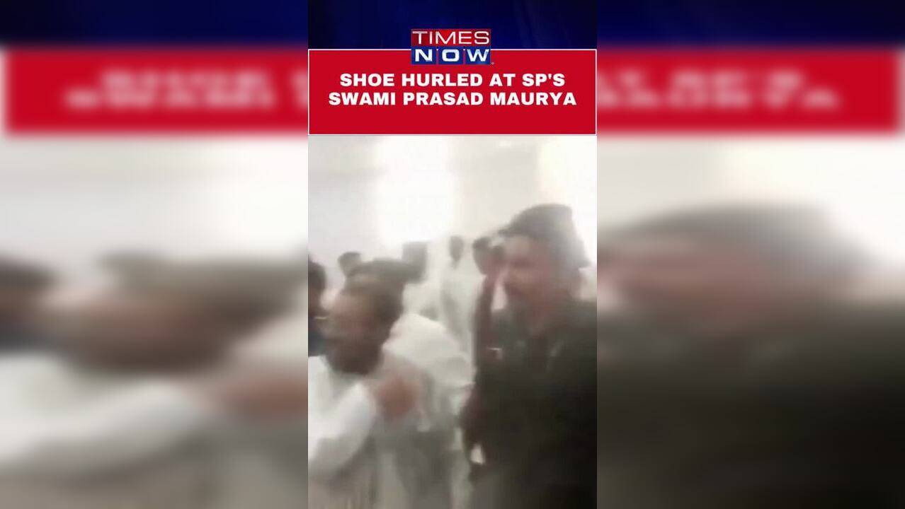 Uttar Pradesh Man Hurls Shoe At Sp Leader Swami Prasad Maurya Gets