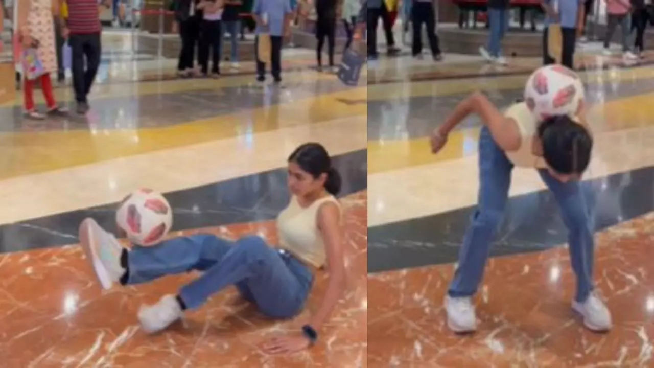 Viral Video: Girl Performs Football Stunts In Crowded Mall | Watch ...