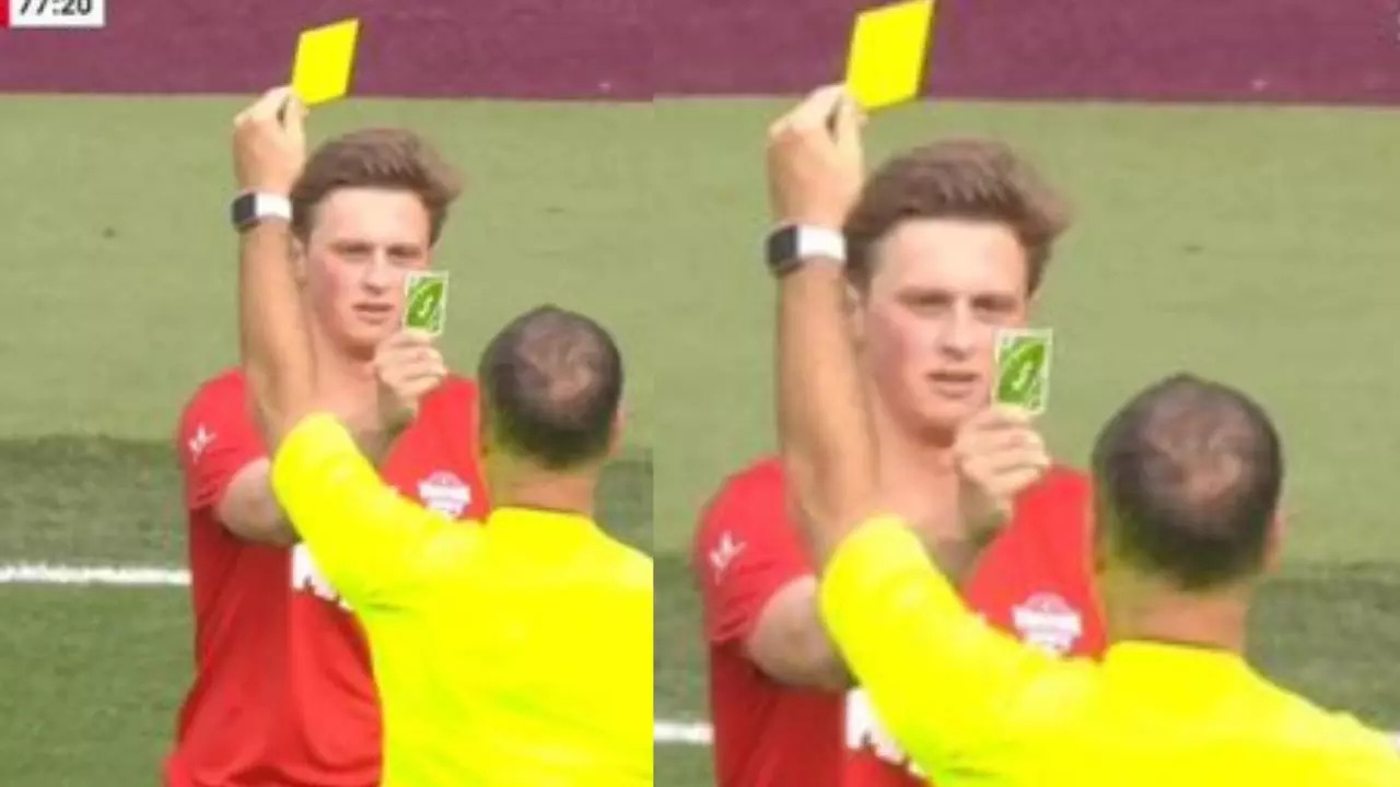Player Pulls UNO Reverse Card On Referee During Football Match ...