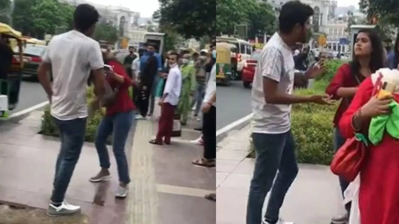 Couple Slap Each Other Aggressively In Delhi's Connaught Place | Watch ...