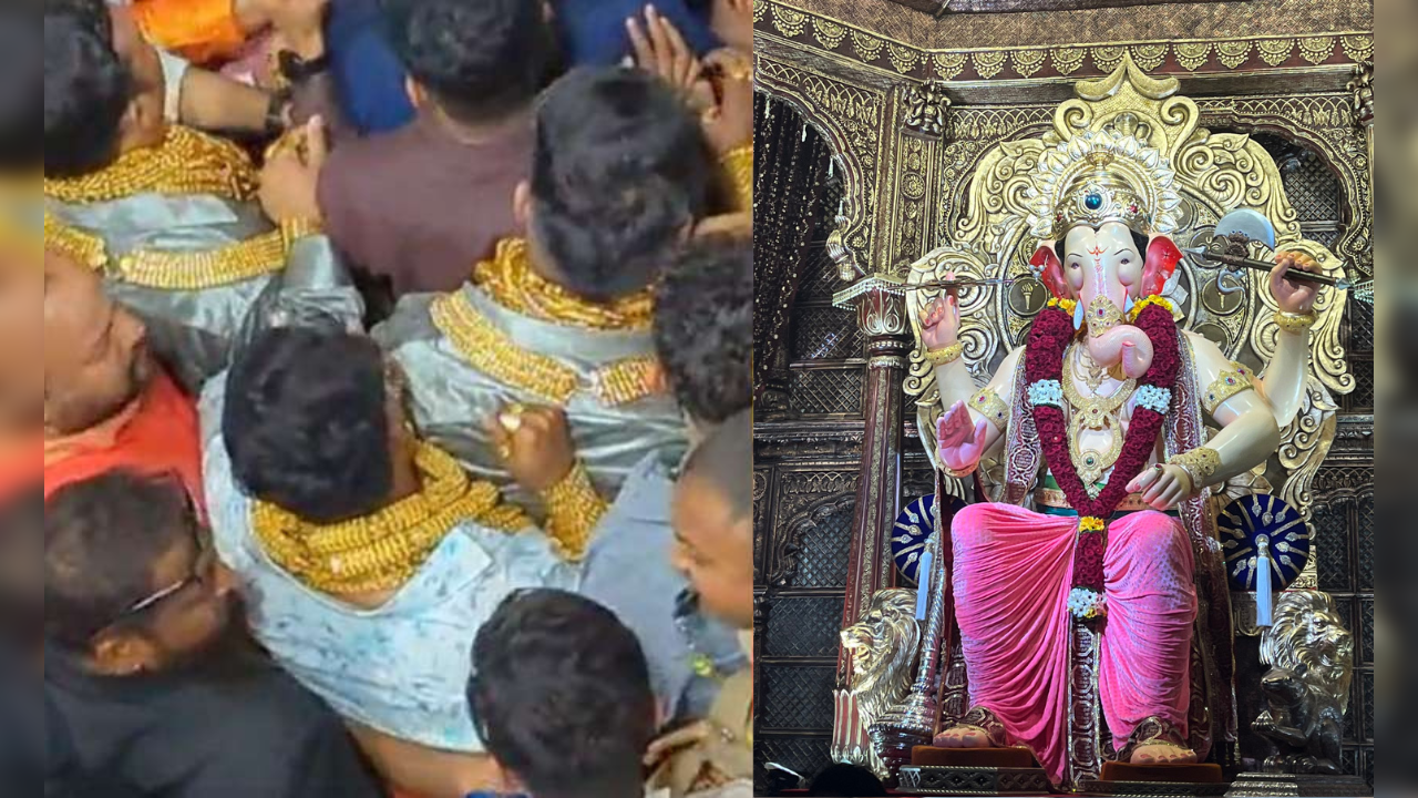 three gold men came from pune for lalbaug cha raja's darshan became eye ...