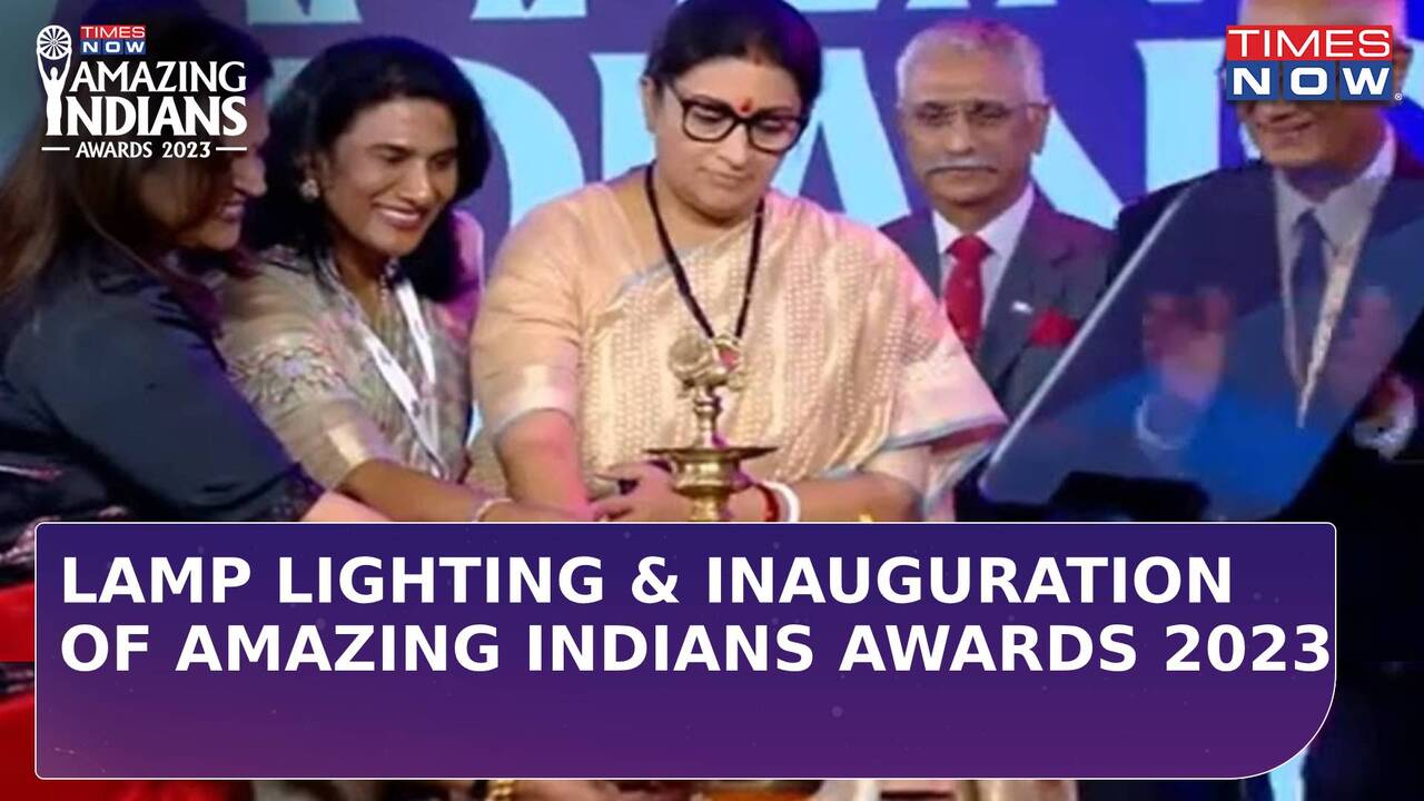Amazing Indians Awards 2023: Lamp Lighting By MK Anand, Smriti Irani ...