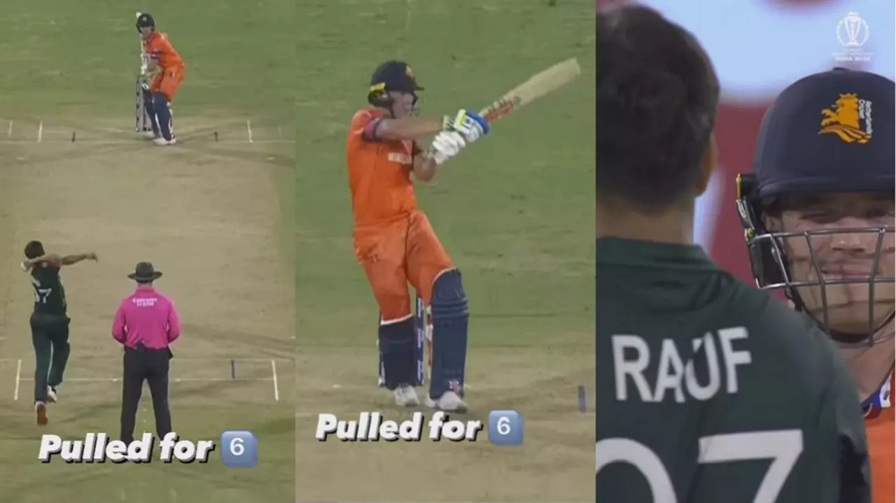 WATCH: Netherlands' Bas de Leede Winks At Haris Rauf After Hitting Pakistani Pacer's Bouncer For ...