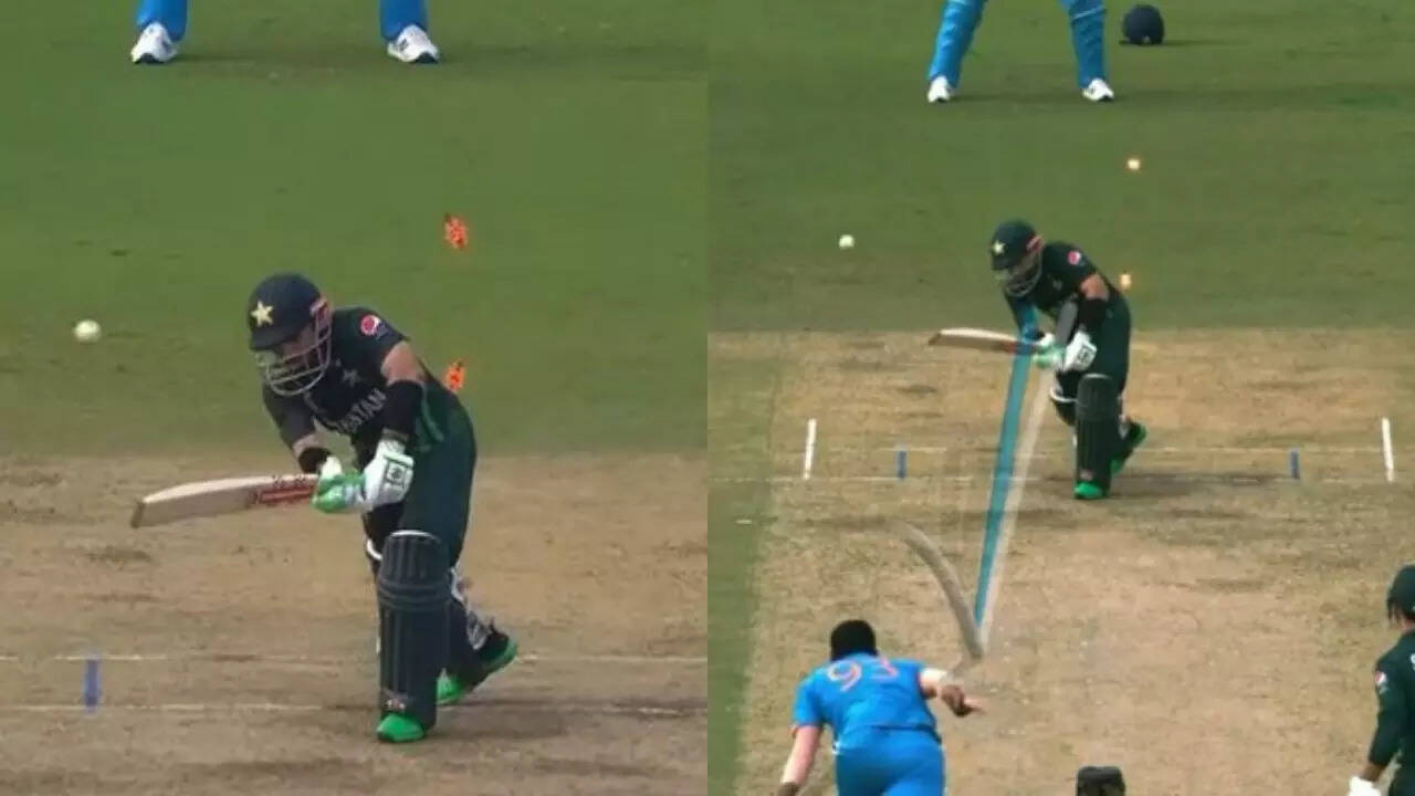 IND VS PAK: Ball Of The Tournament! Jasprit Bumrah's Beauty To Dismiss Rizwan Sends Ahmedabad ...