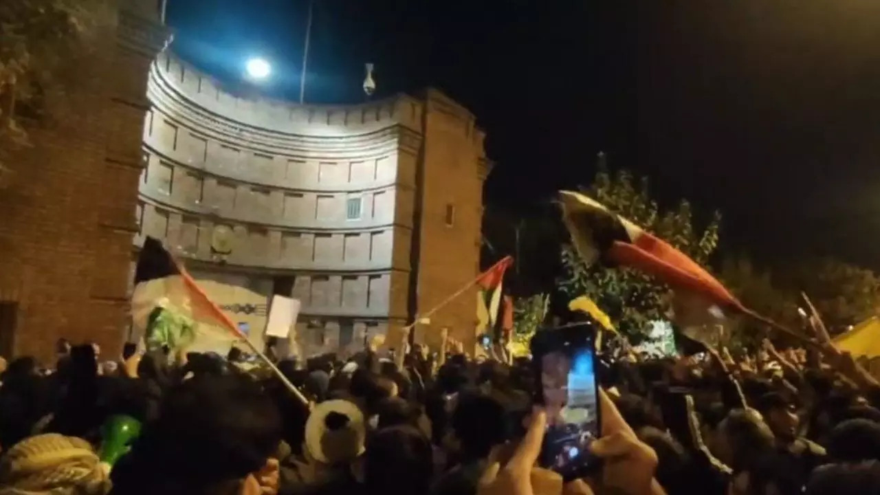 Protests Outside French, UK Embassies In Iran Over Gaza Hospital ...