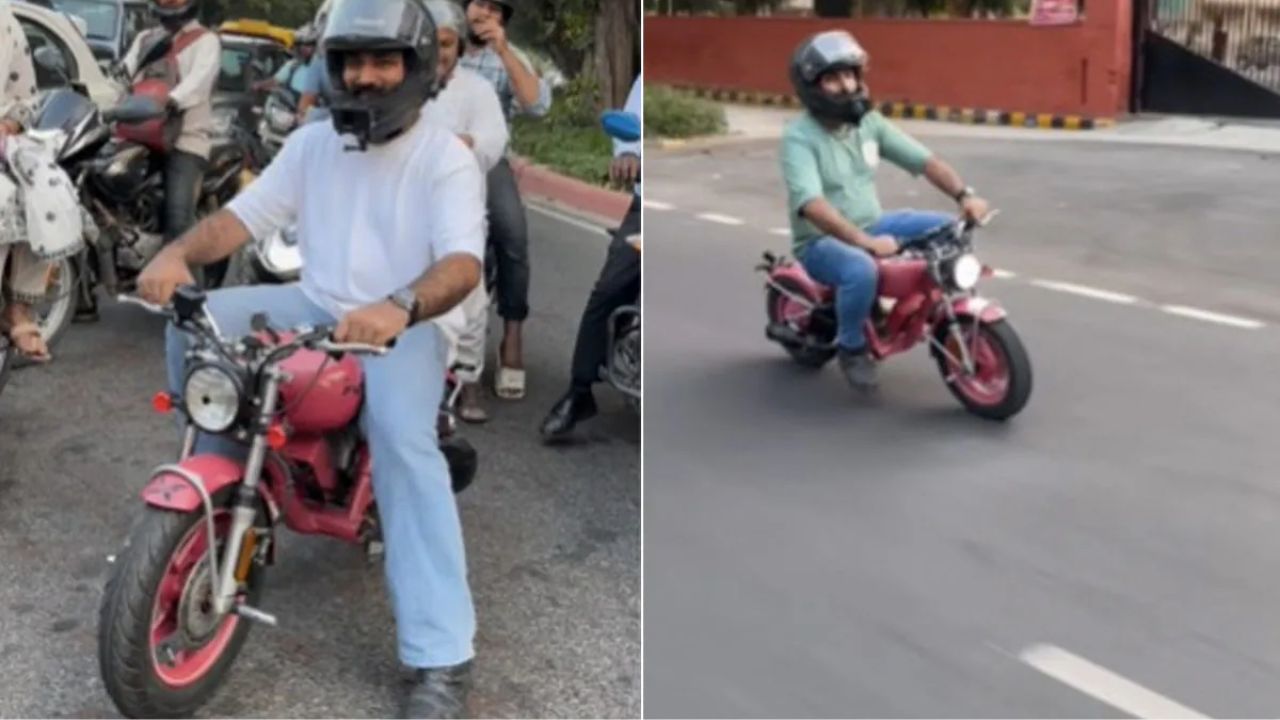 Viral video: Delhi Man Rides Custom Pink 'Mini Bullet' Bike Called 'Pinki'. Watch | Times Now