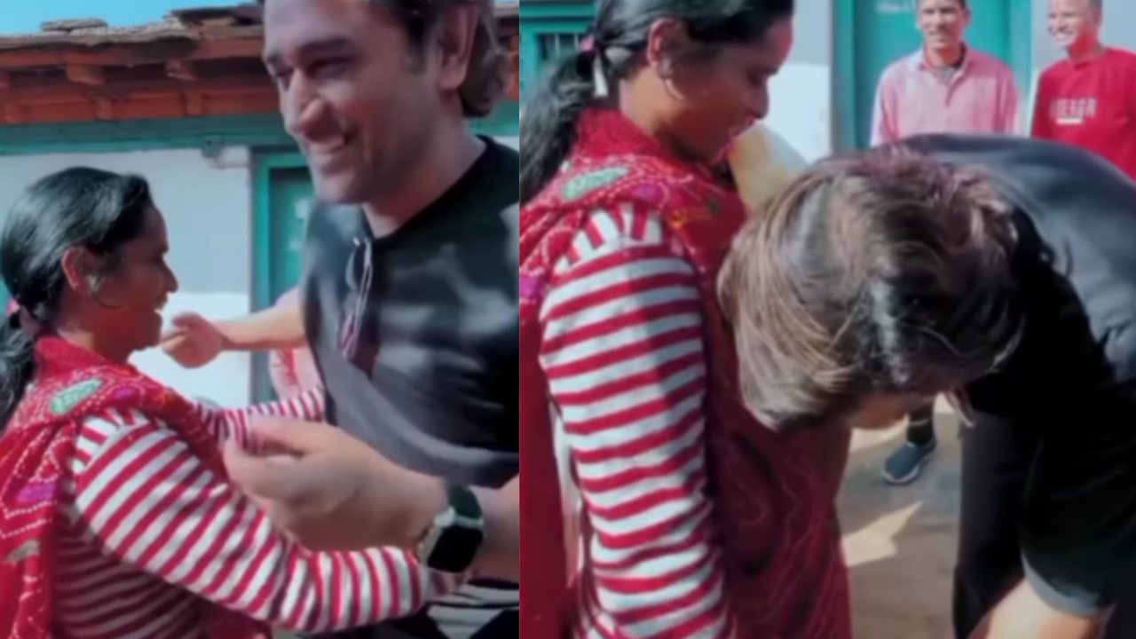 Dhoni Seeks Blessings From Woman At His Ancestral Village In ...