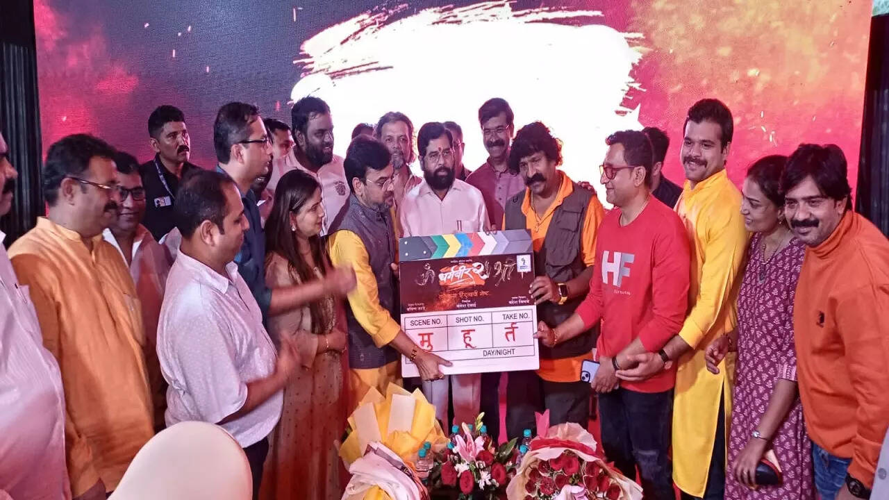 dharmveer 2 marathi movie muhurt by eknath shinde pravin tarde and ...