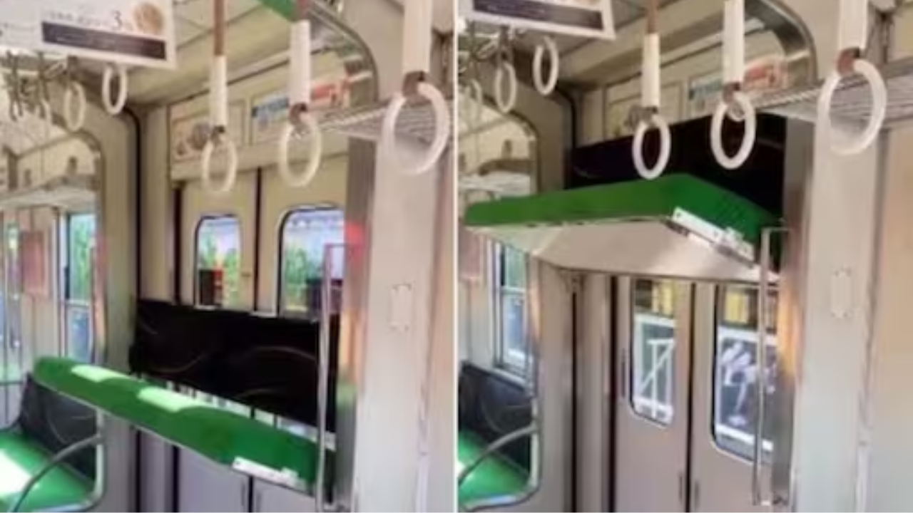 Viral Video: Japanese Train With Retracting Ceiling Seats For Rush ...