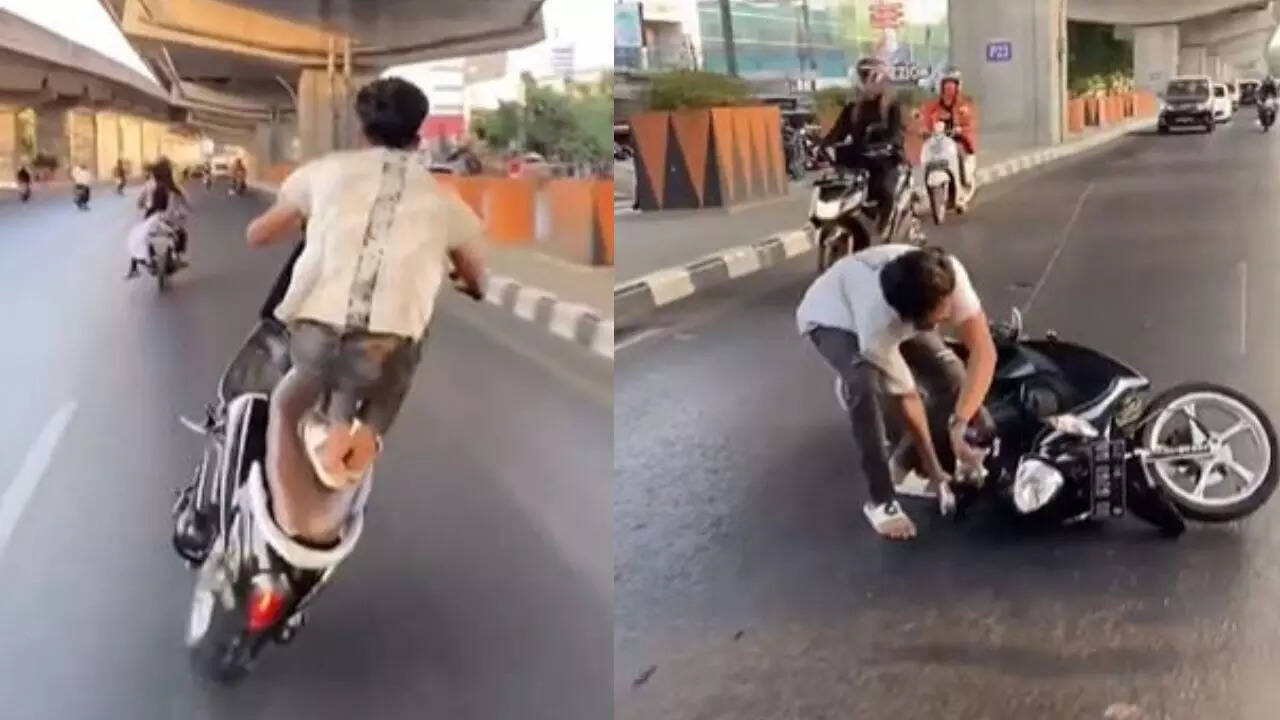 Viral Video: Man's Two-Wheeler Stunt Fails Miserably In Shocking Clip ...