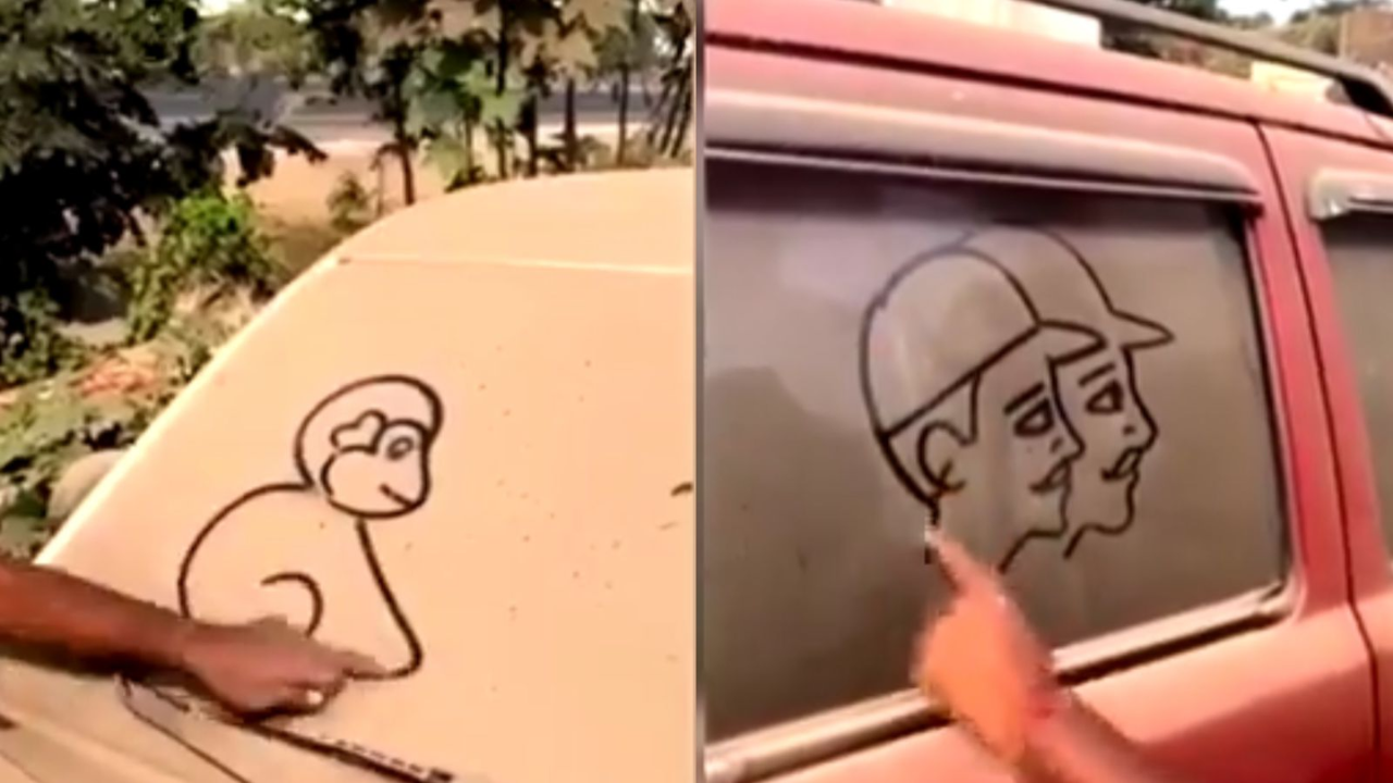 Man creates art on dusty windscreen, netizens laud | Viral News, Times Now