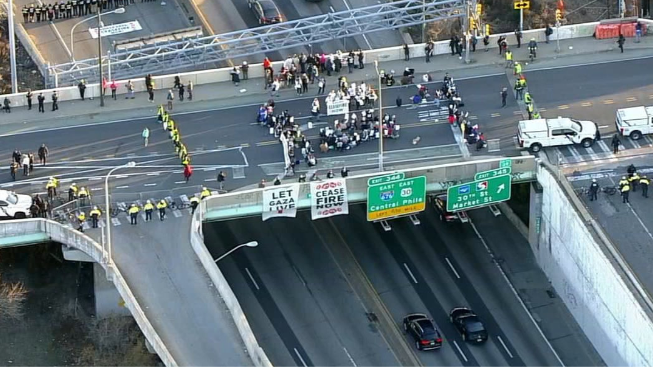 Philadelphia Protest: Pro-Palestine Protestors Block I-76 At Spring ...