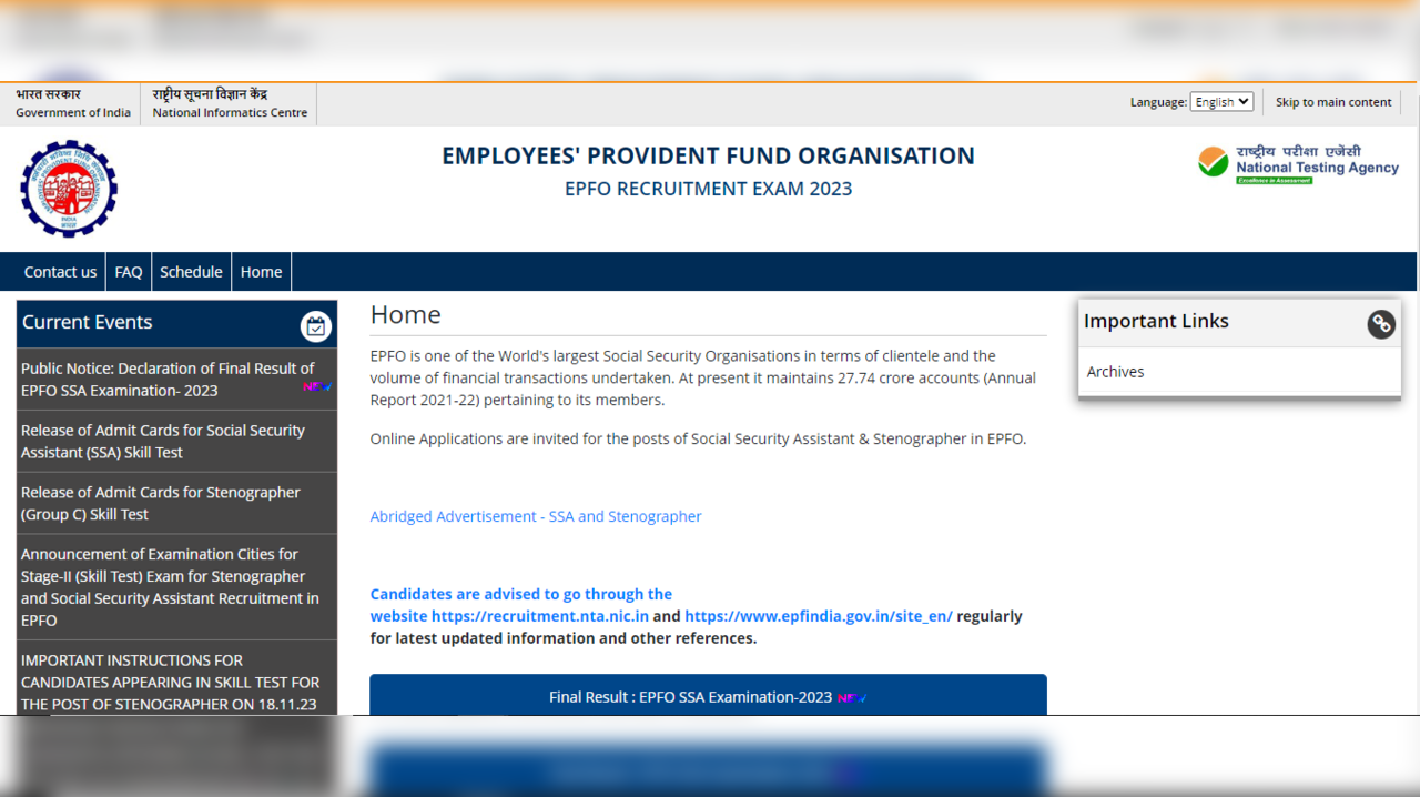 EPFO SSA 2023: EPFO SSA Final Result 2023 Released, Direct Link to ...