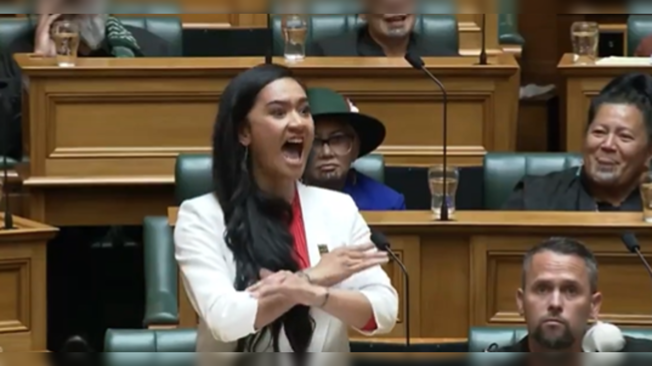 New Zealand's Maori MP Hana-Rawhiti Maipi-Clarke Does The HAKA In ...