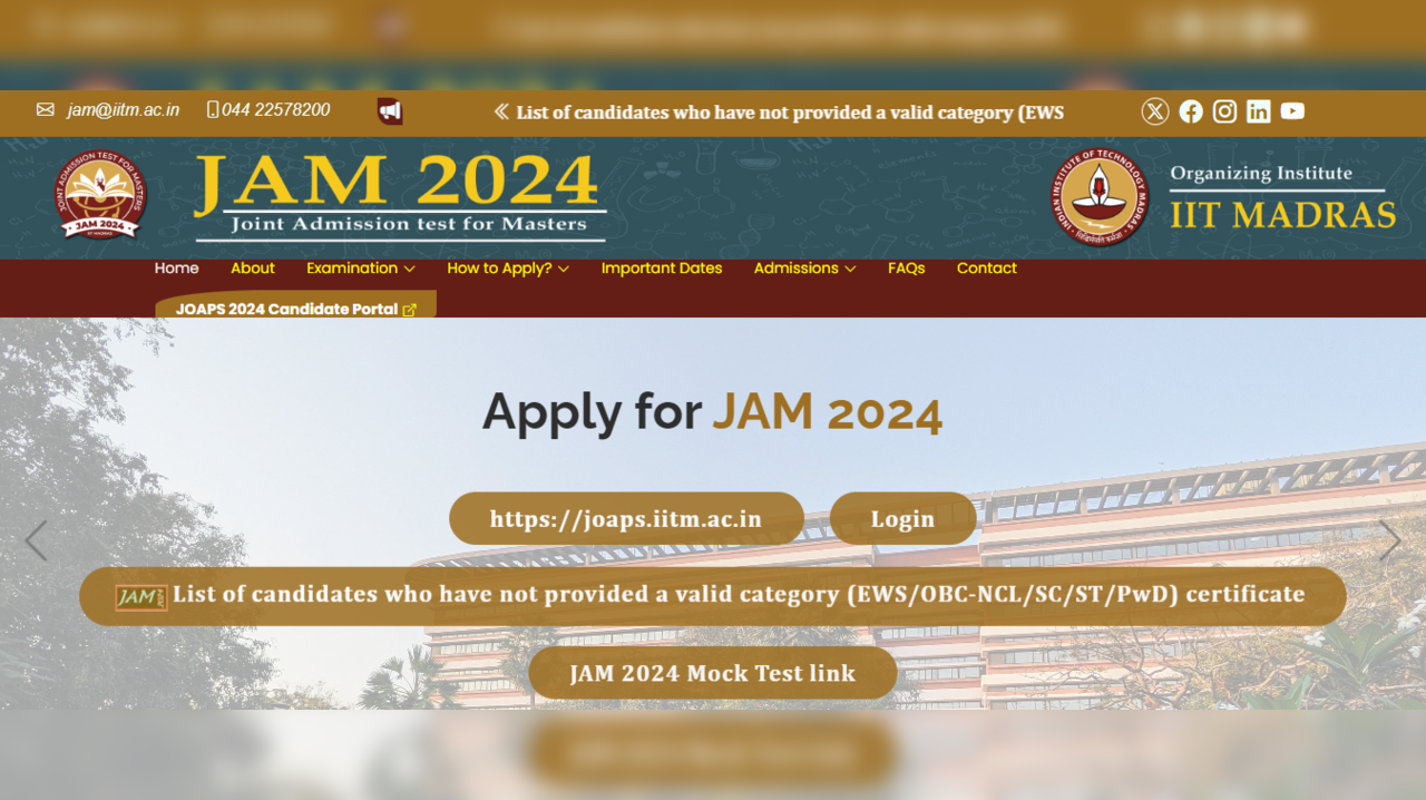 IIT JAM 2024 Admit Card Releasing Today on jam.iitm.ac.in, Details ...