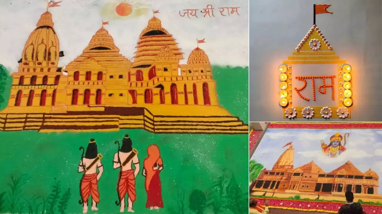 ayodhya ram mandir simple rangoli designs ideas - Rangoli for Ram ...