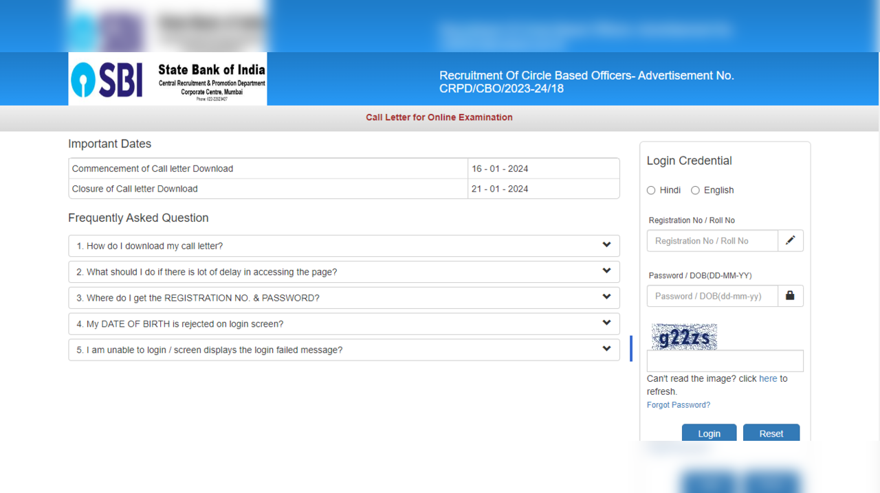 SBI CBO Admit Card 2024 Released on sbi.co.in, Direct Link Here ...