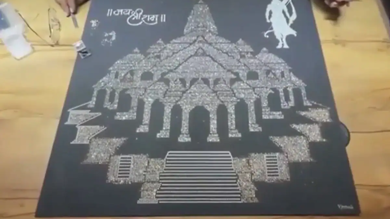 WATCH: Surat Artist Crafts Ram Mandir Artwork Using 9,999 Diamonds ...