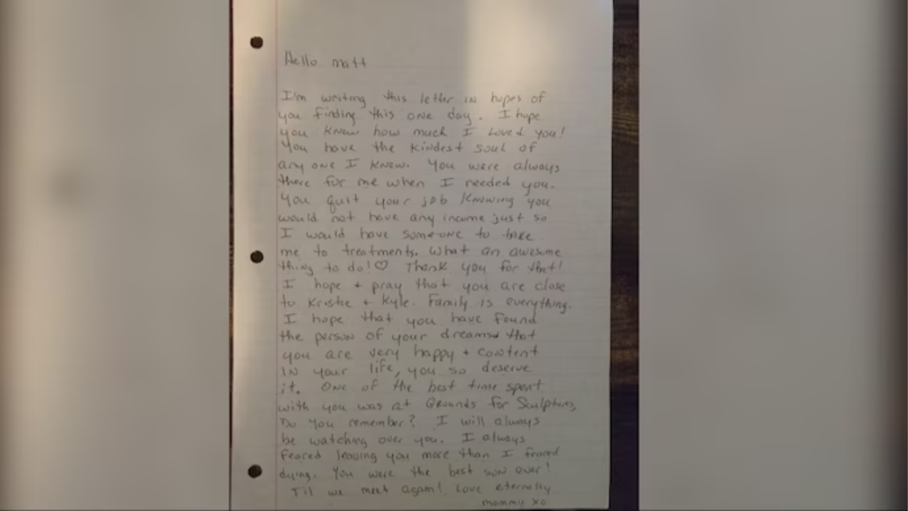 'You Were Always There....' : Mother's Last Letter to Her Son Will ...