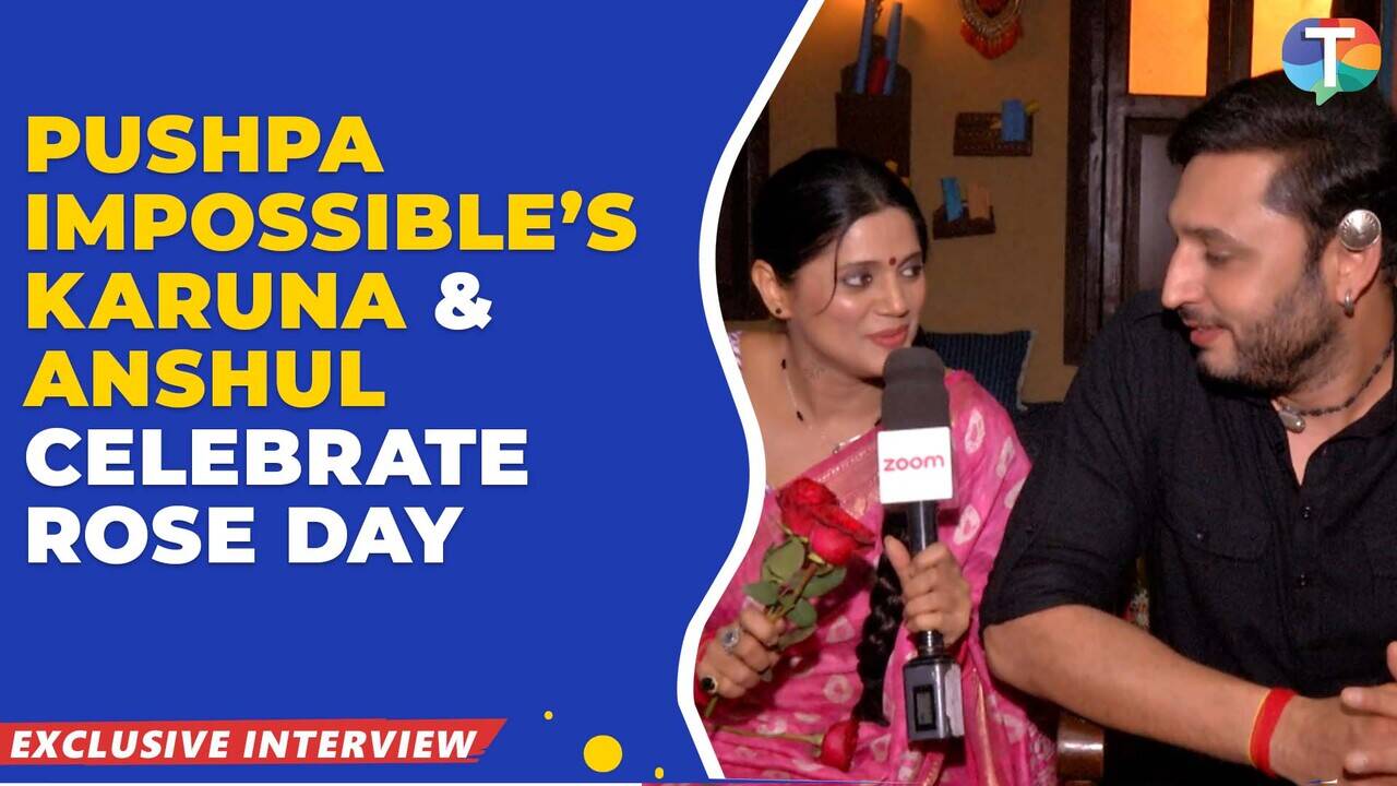 Karuna Pandey and Anshul Trivedi from the film Pushpa Impossible commemorate Rose Day ...