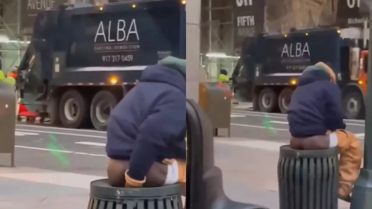 Video of New York City Man Defecating in Garbage Can Goes Viral | Times Now