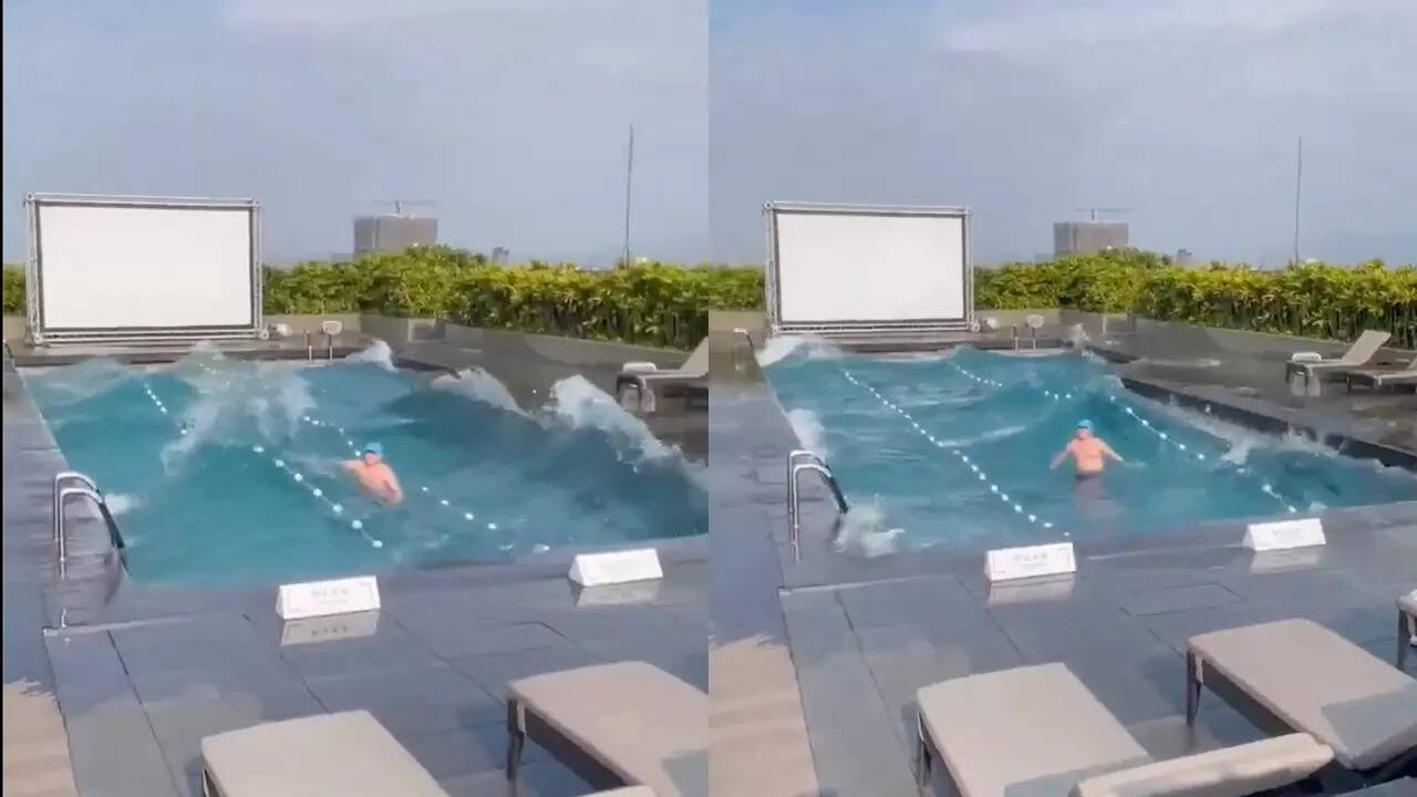 Taiwan Earthquake: Video of Man Stuck in Rooftop Swimming Pool Goes ...