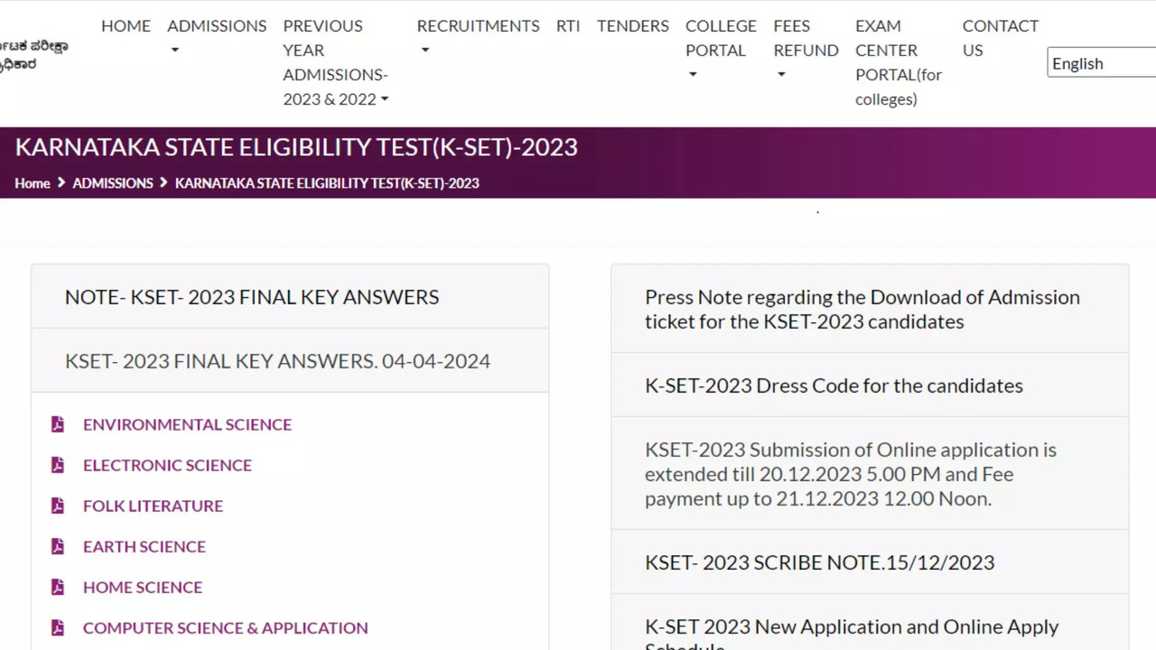 KSET Result 2024 Soon, Final Answer Key Released on cetonline.karnataka ...