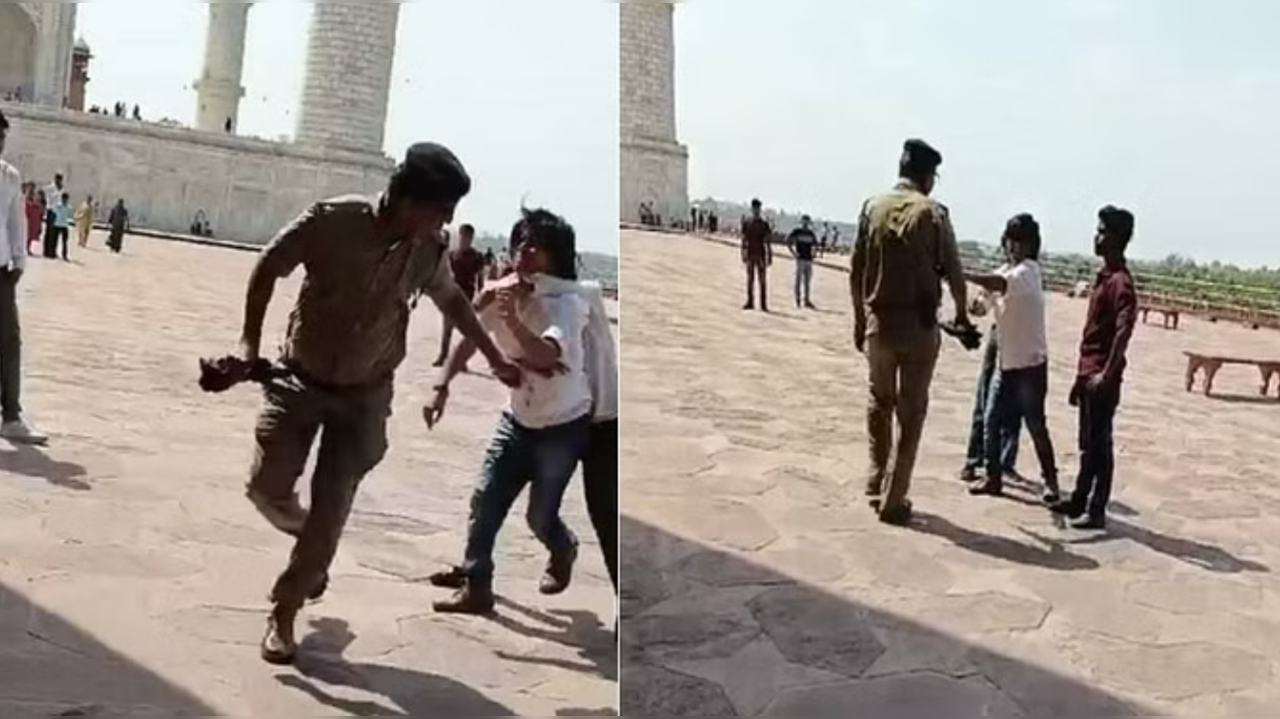 Taj Mahal Reel: Video: Tourist, CISF Jawan Indulge In Full-Blown Fight ...