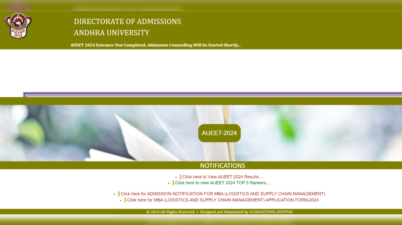 AUEET 2024 Result Released At audoa.andhrauniversity.edu.in, Direct ...
