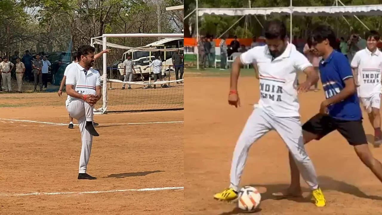 హెచ్‌సీయూలో రేవంత్ రెడ్డి సందడి.. విద్యార్థులతో కలిసి ఫుట్‌బాల్ ఆడిన ...