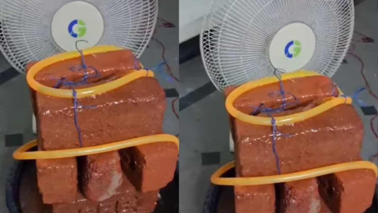 Viral Video: Rajasthan Man's Jugaad AC Made With Table Fan & Bricks ...