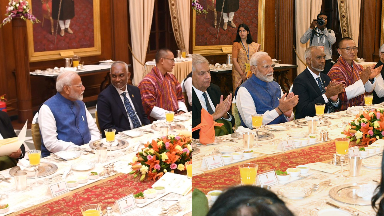 PM Modi Sits Next To Maldives' President Mohamed Muizzu At Banquet ...