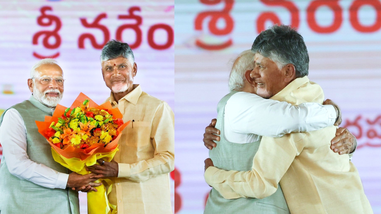 Chandrababu Naidu and PM Modi Unmissable Moment at Oath Taking Ceremony | Times Now