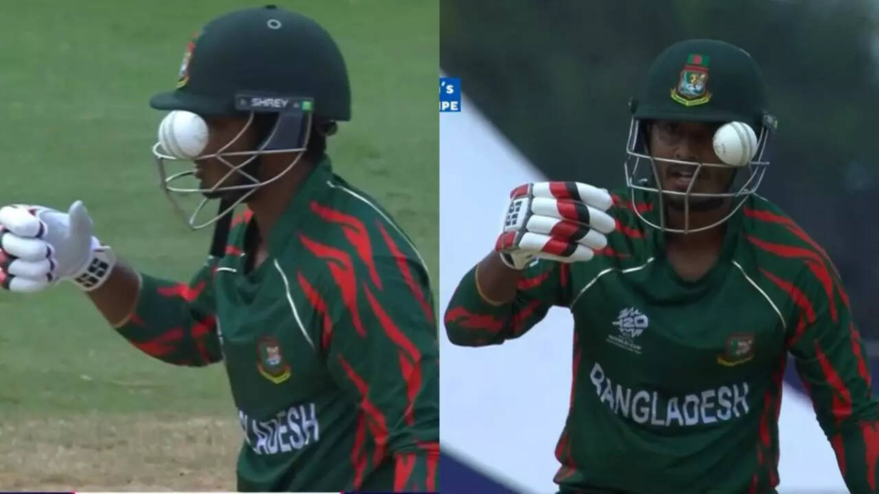 Bizarre! Ball Gets Stuck In Tanzid Hasan's Helmet After Nasty Blow During Bangladesh-Netherlands ...