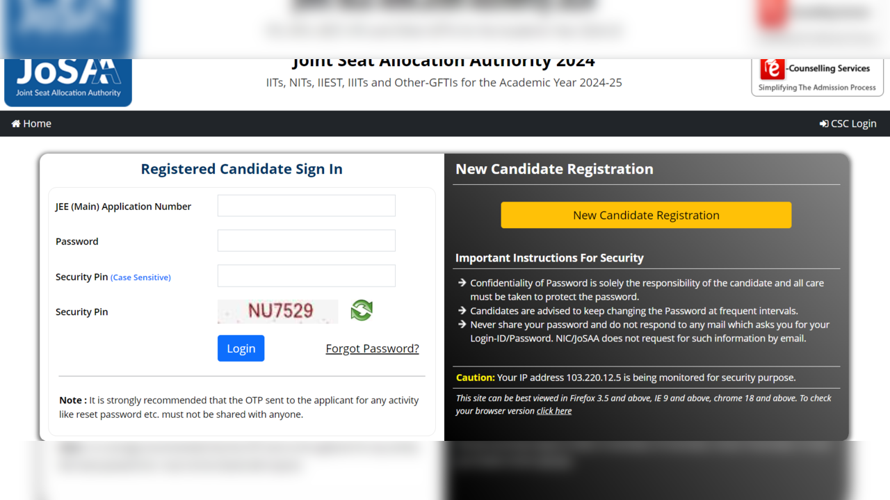 JoSAA Counselling 2024 Registration, Choice Filling Last Date Today, Seat Allotment on This Date ...