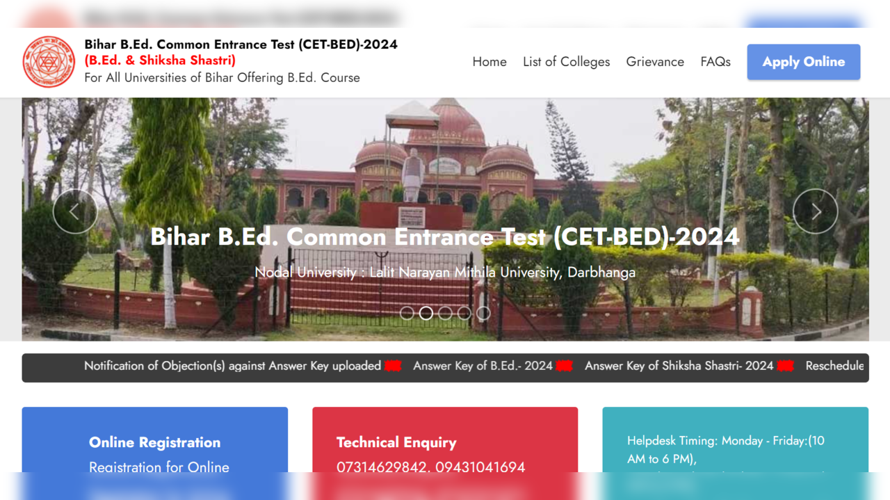 Bihar BEd CET 2024 Answer Key Out At biharcetbed.Inmu.in, Here's How To Download | Times Now