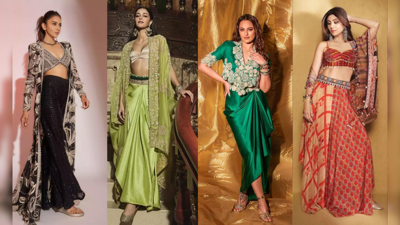 take trendy fusion outfit inspirations from bollywood celebrities ...