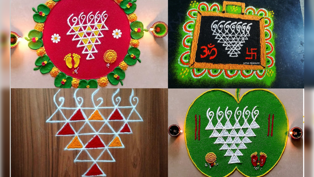 Dussehra special Saraswati pujan rangoli Designs: दसऱ्याला शस्त्रपूजन ...