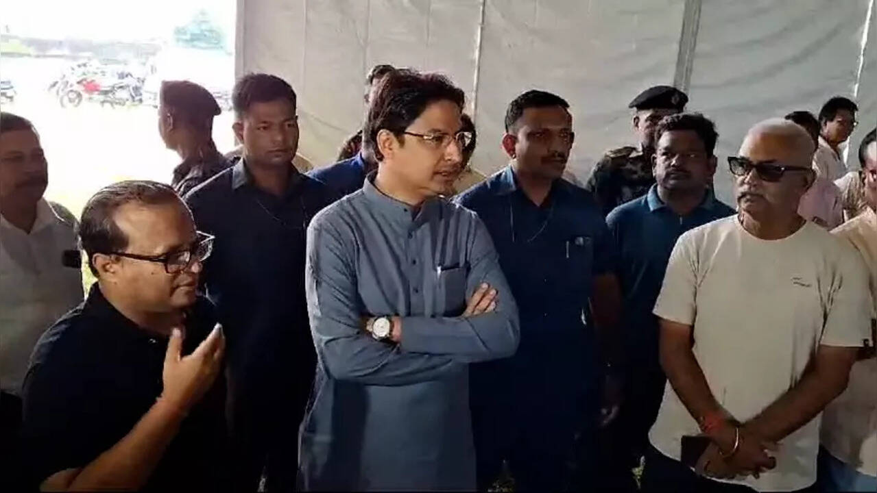 Darjeeling BJP MP Raju Bista visits the site where the foundation stone ...