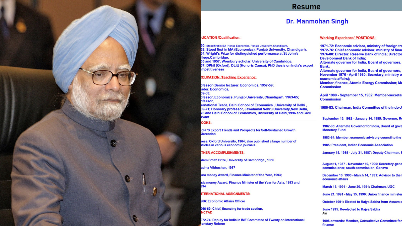 Manmohan Singh's CV: Inside The Resume Of Modern Indian Economy's Architect | Times Now