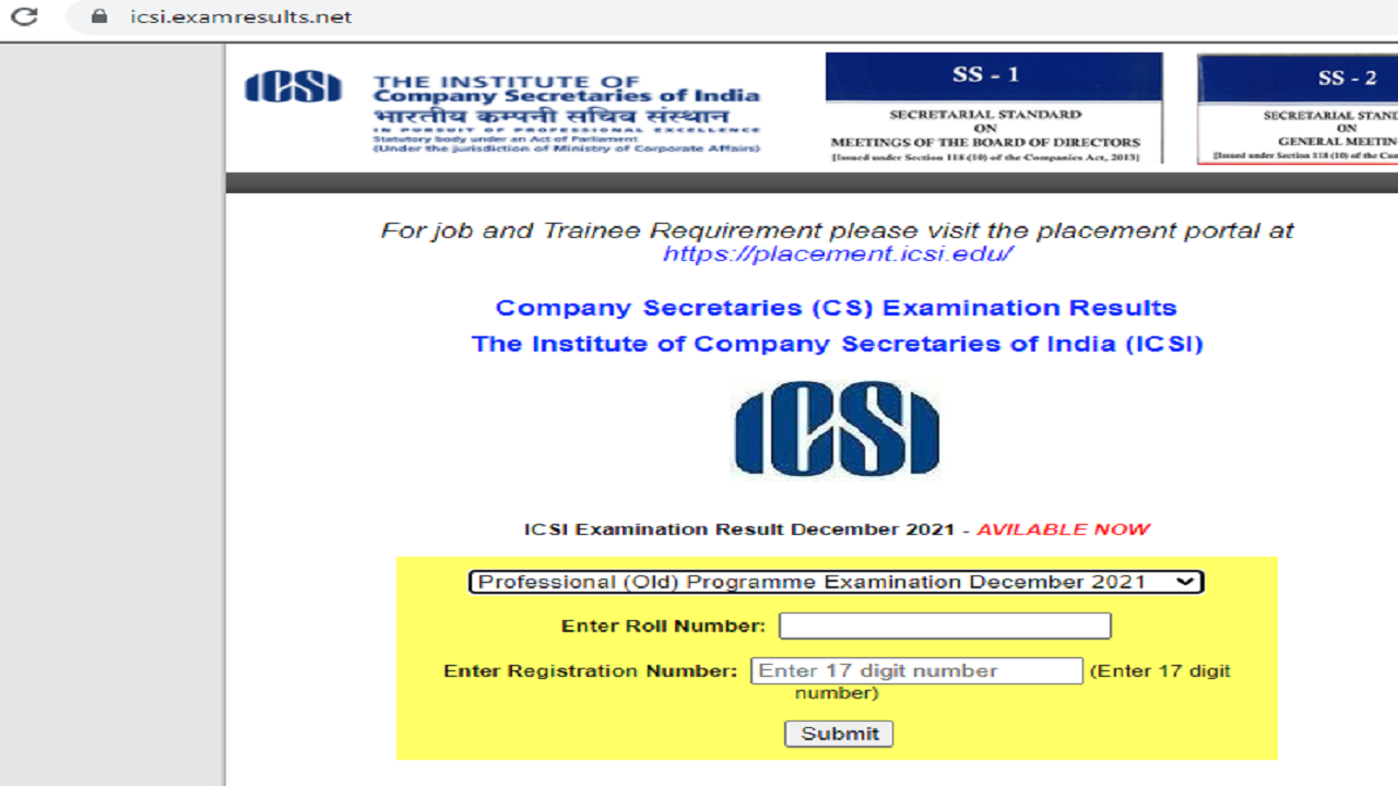 ICSI CS Professional Result 2021 released on icsi.edu - Direct link to ...