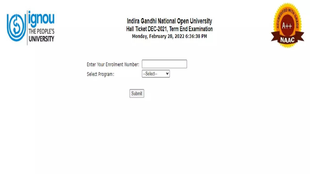 IGNOU Hall Ticket 2021-22: Released! Download December TEE admit card ...