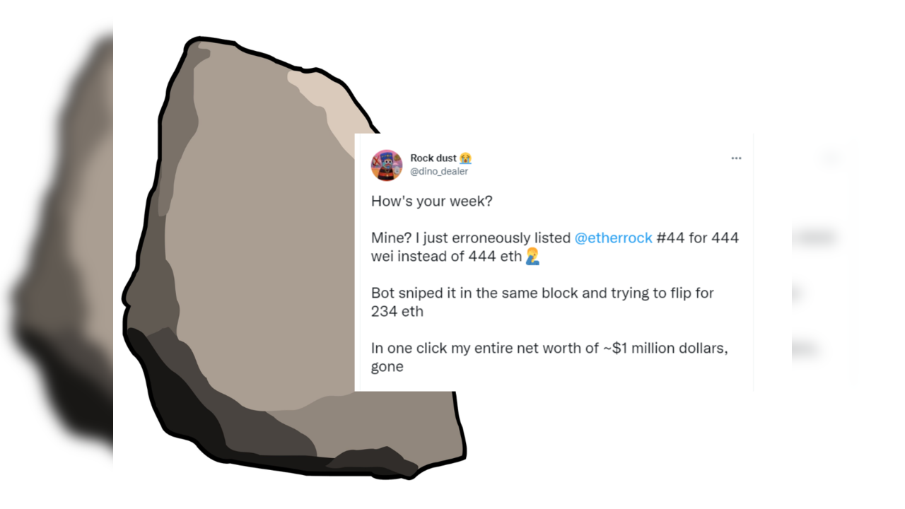 NFT of clipart rock worth $1 million accidentally sold for less than a ...