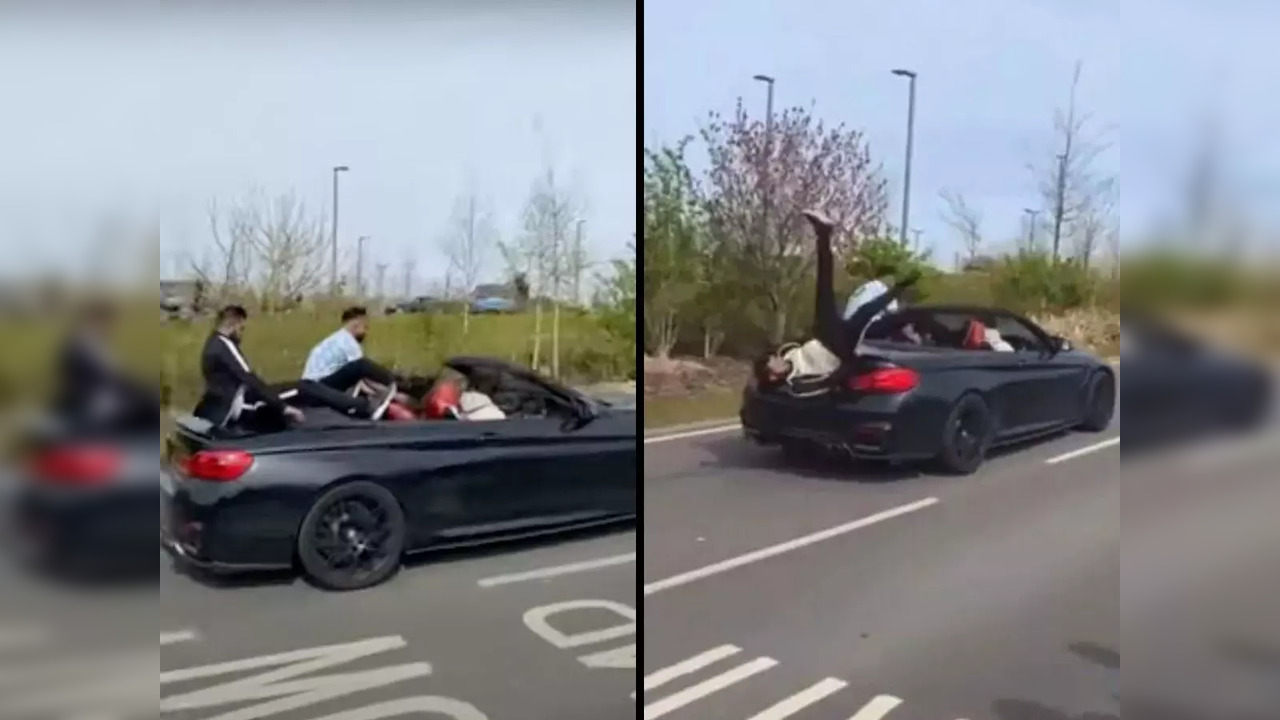 Viral video: Man falls out of convertible BMW as friends try to make ...