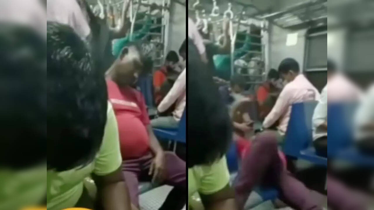 Viral video of man falling off of seat while sleeping in local train ...