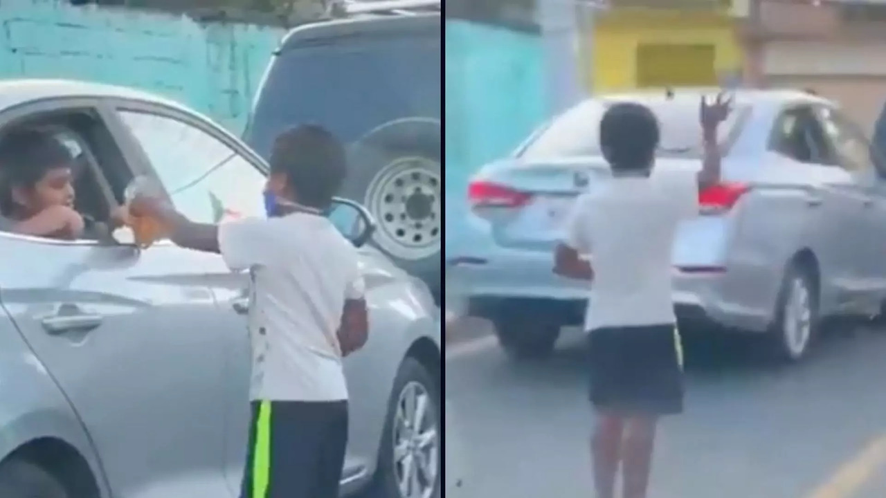 Viral video: Boy stuck in traffic jam makes friends with poor kid ...