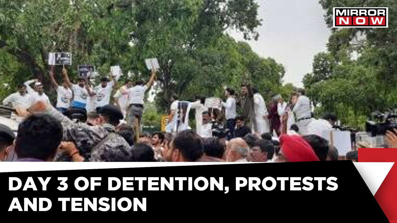 National Herald: Day 3 of Congress Protesting against Rahul's ...