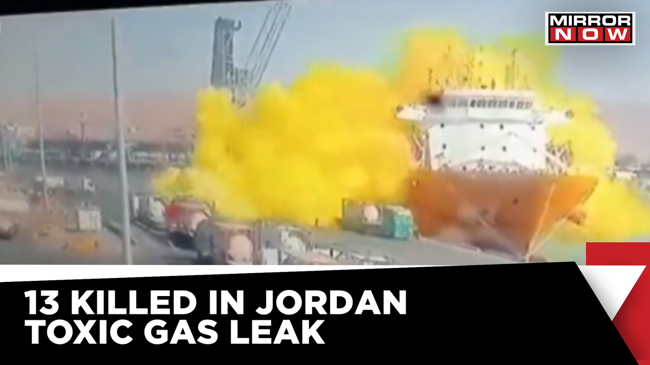 Crane Loading Chlorine Tanks Onto A Ship In Jordan's Port, Causing ...