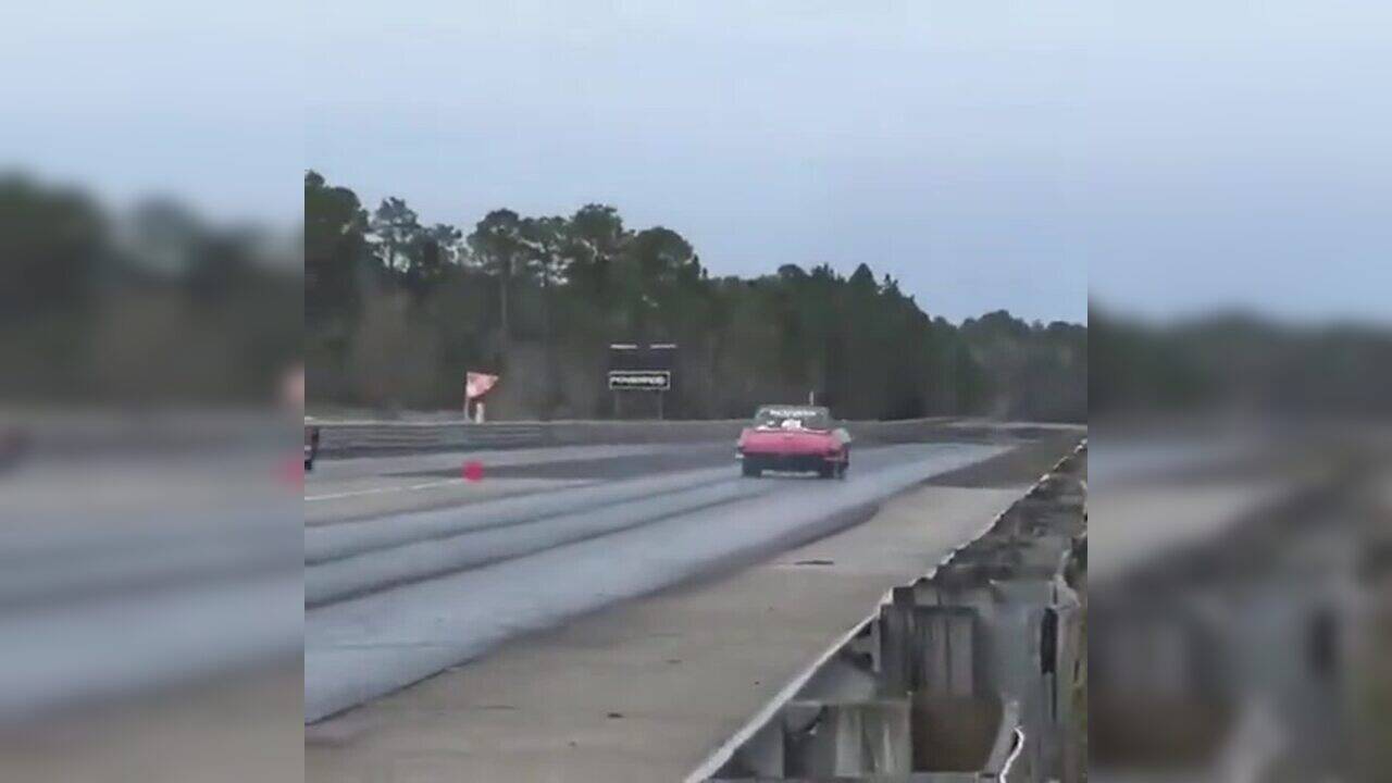Viral video: Driver narrowly escapes fiery crash after vintage Corvette ...